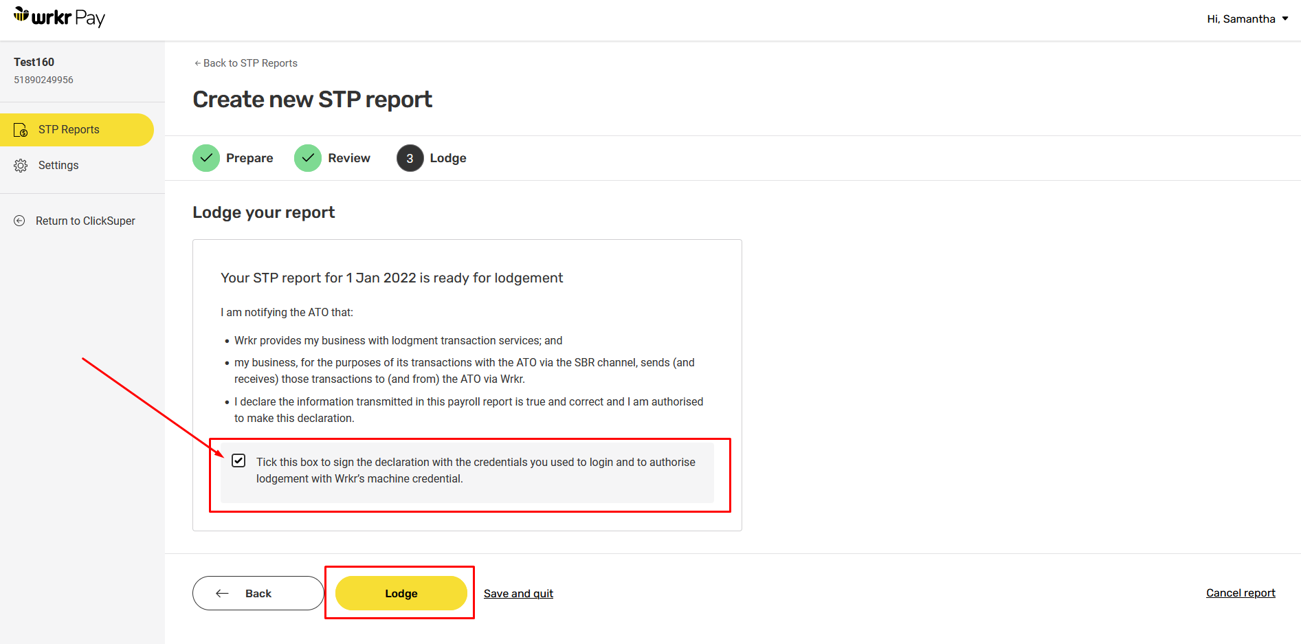 Create and lodge a new STP report – Wrkr Help Centre