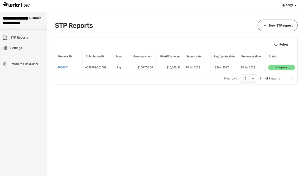 Create and lodge a new STP report – Wrkr Help Centre